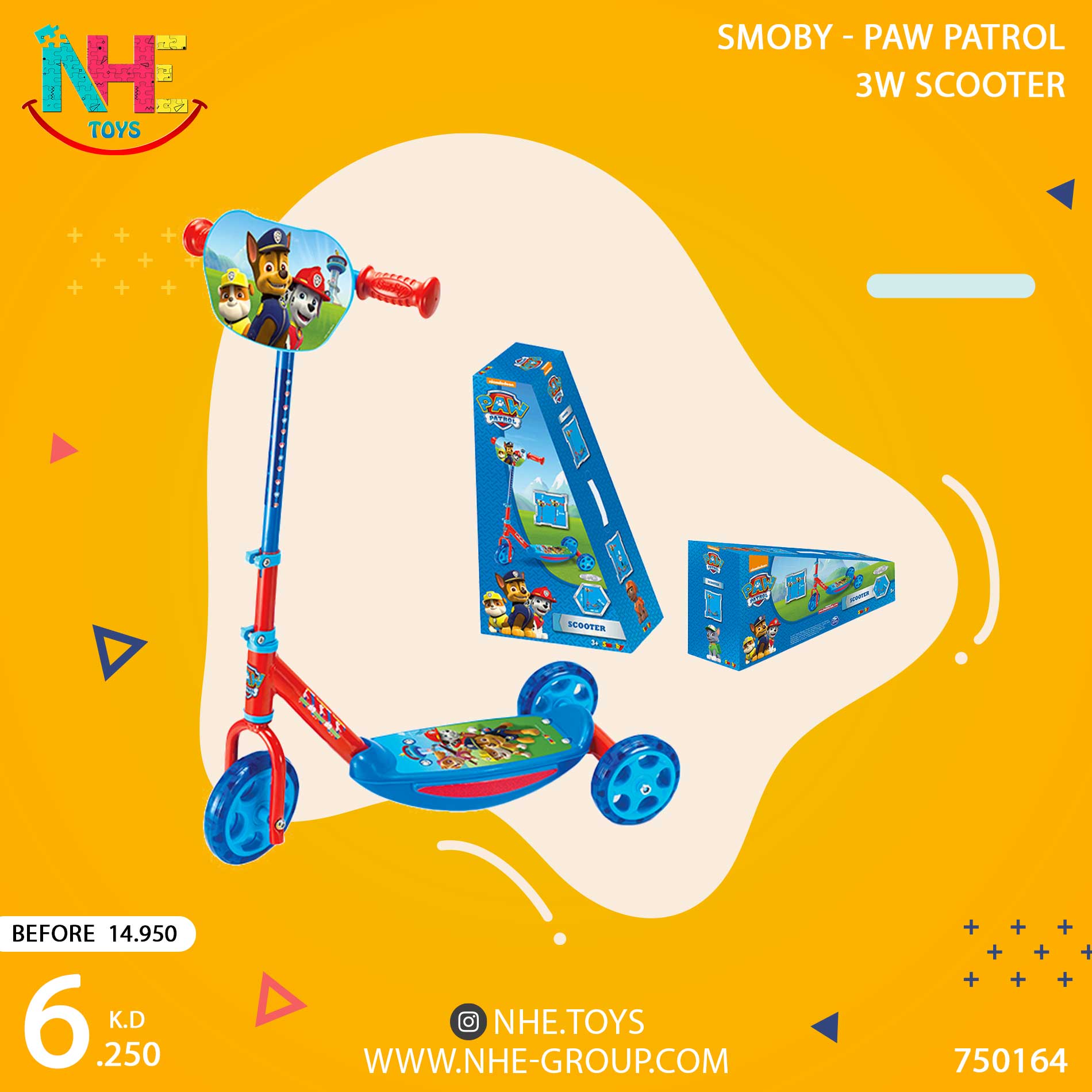 NHE Group | Smoby - Paw Patrol 3W Scooter