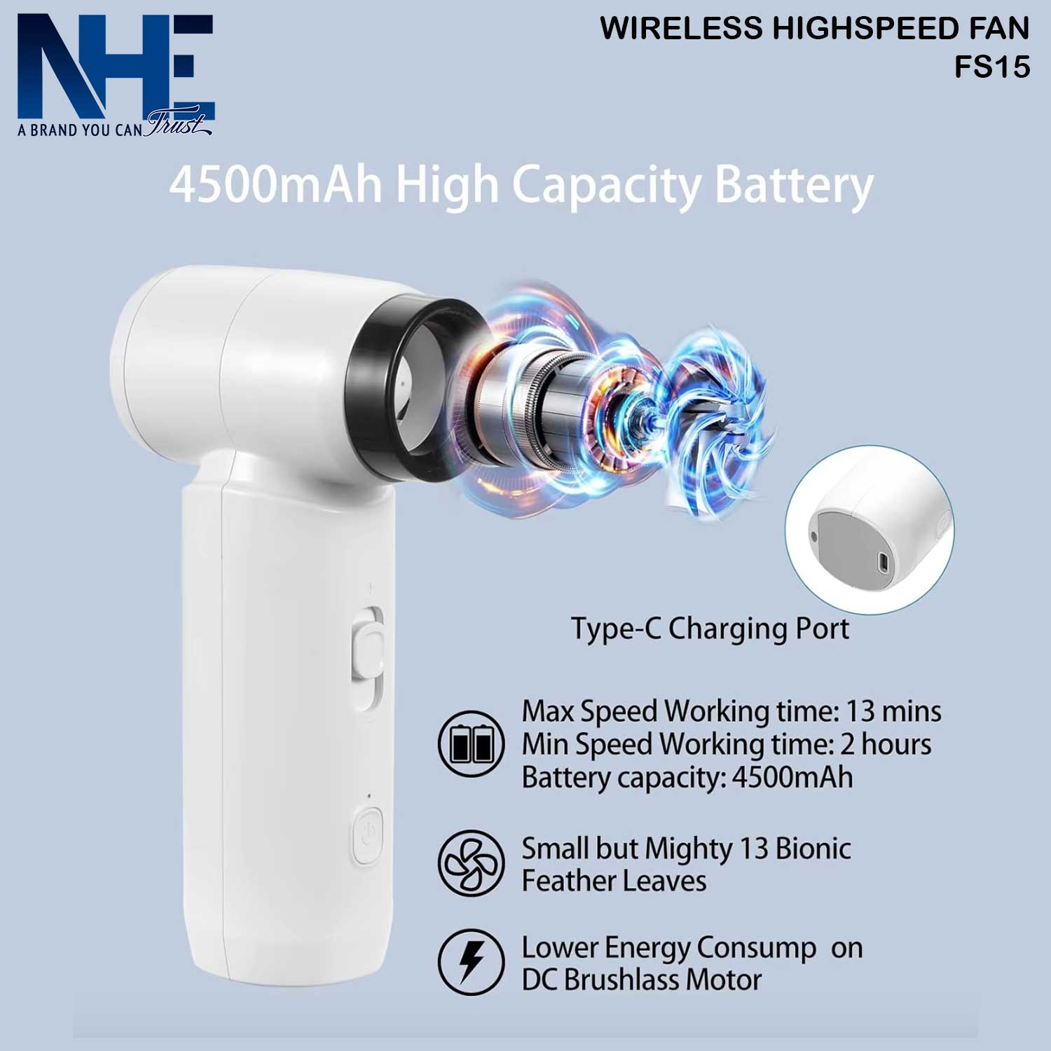 NHE Group | NHE Wireless Highspeed Fan FS15 - Blue