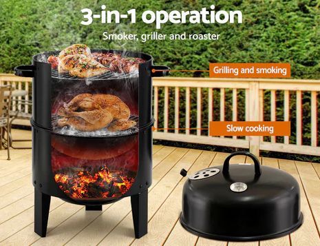 NHE Group | 3 in 1 Portable Round Barbecue Grill with Heat Indicator ...